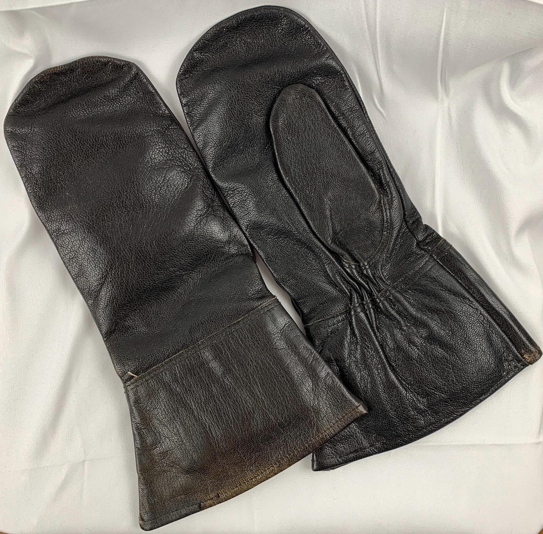Vintage Black Wool-lined Leather Mittens, German/austrian - Etsy