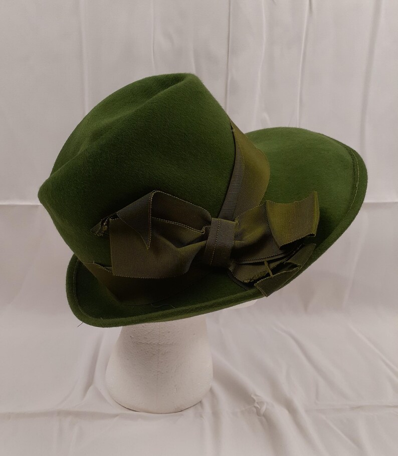 Vintage Green Women's 100% Wool Wide-brimmed Hat - Etsy