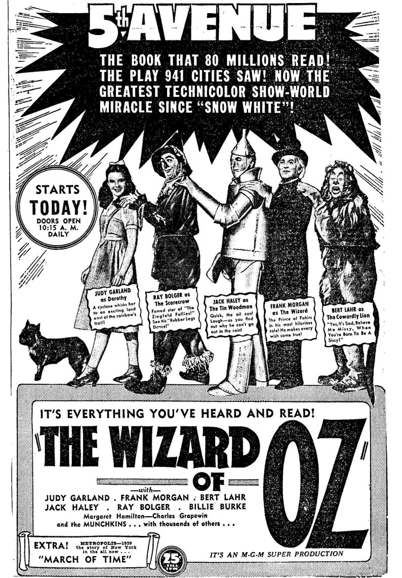 The Wizard of Oz - Promotional Advertisement Art Print for Wall Decor ...