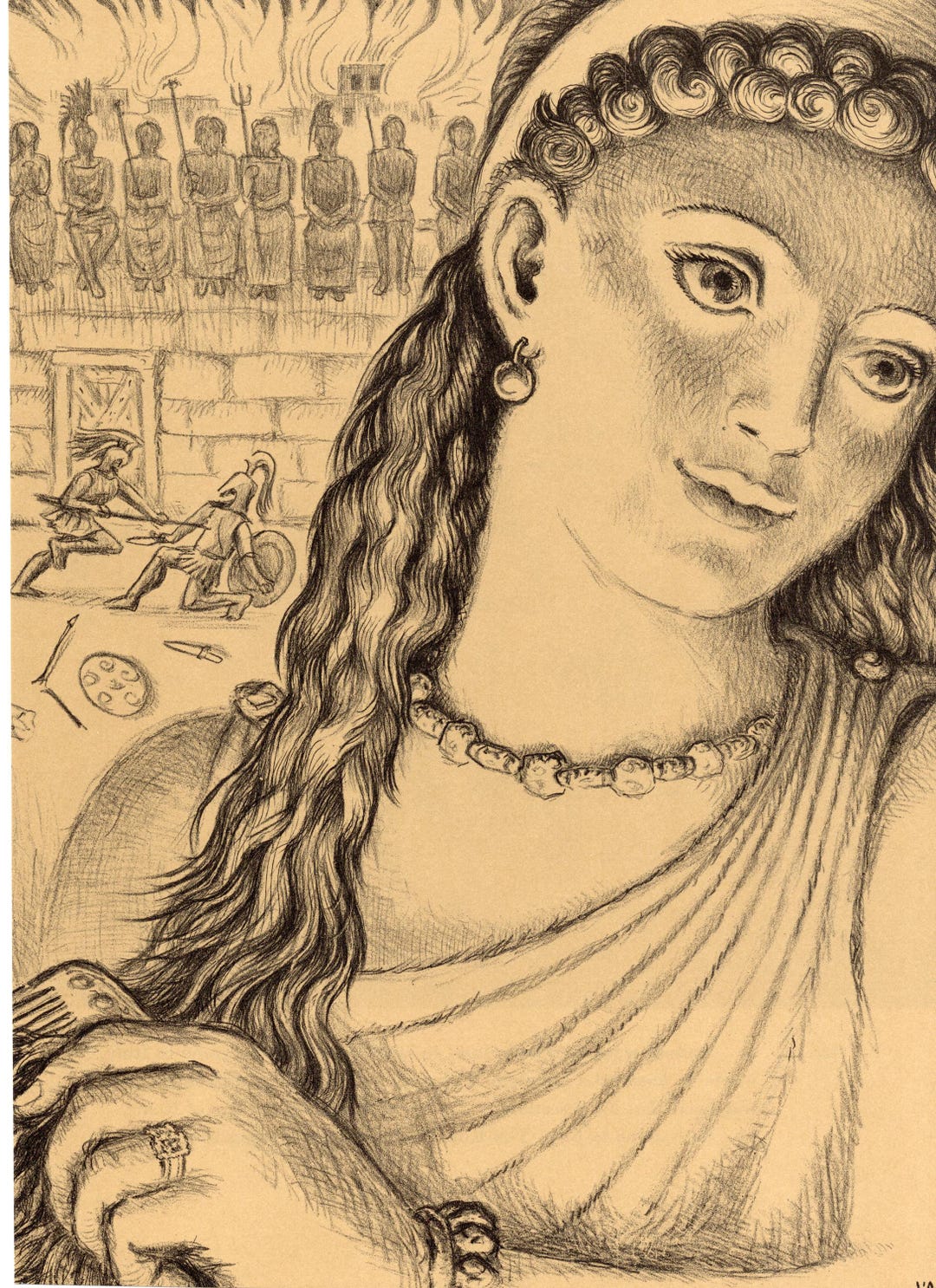 Helen of Troy - Greek Myth Art Print for Wall Decor Vintage 1960s ...