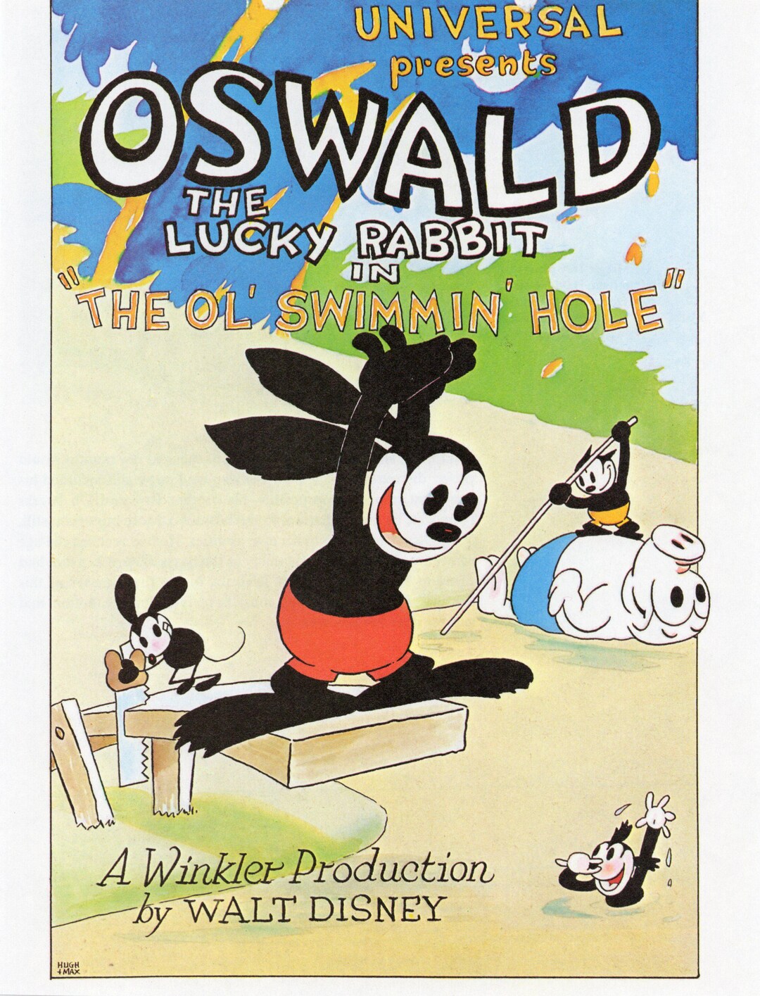 Vintage Early Disney Animation "oswald the Lucky Rabbit" Art Print for ...