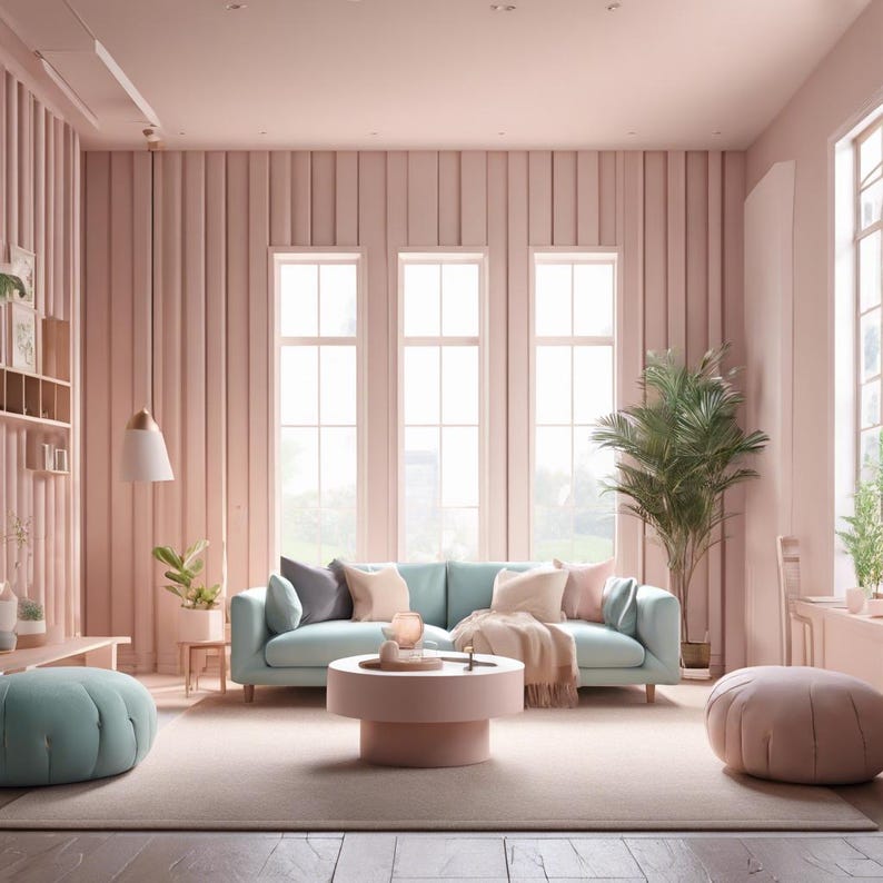 Living Room Wall, Sweet Color, Light Pink - Etsy