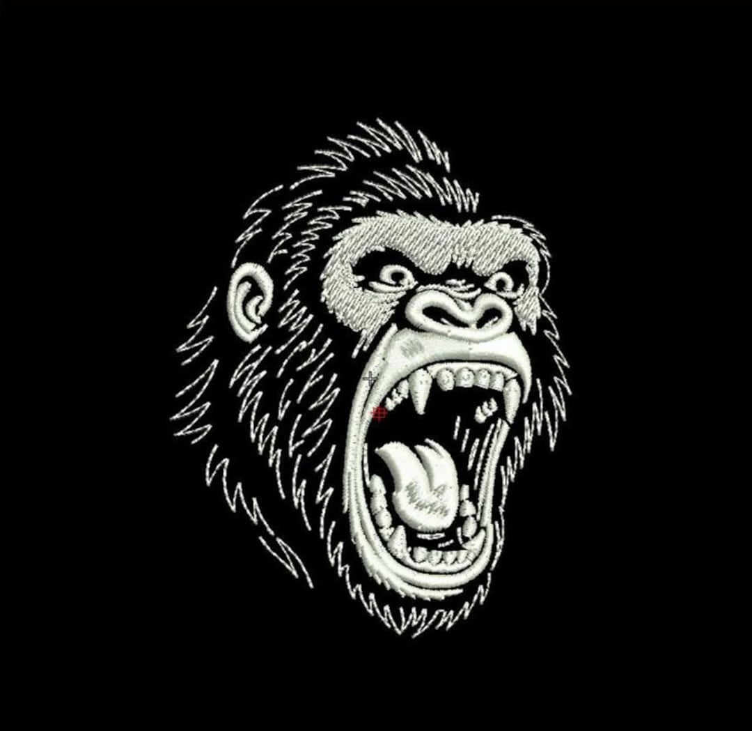 Roaring Gorilla Embroidery Design: Fierce Ape Pattern (7 Sizes ...