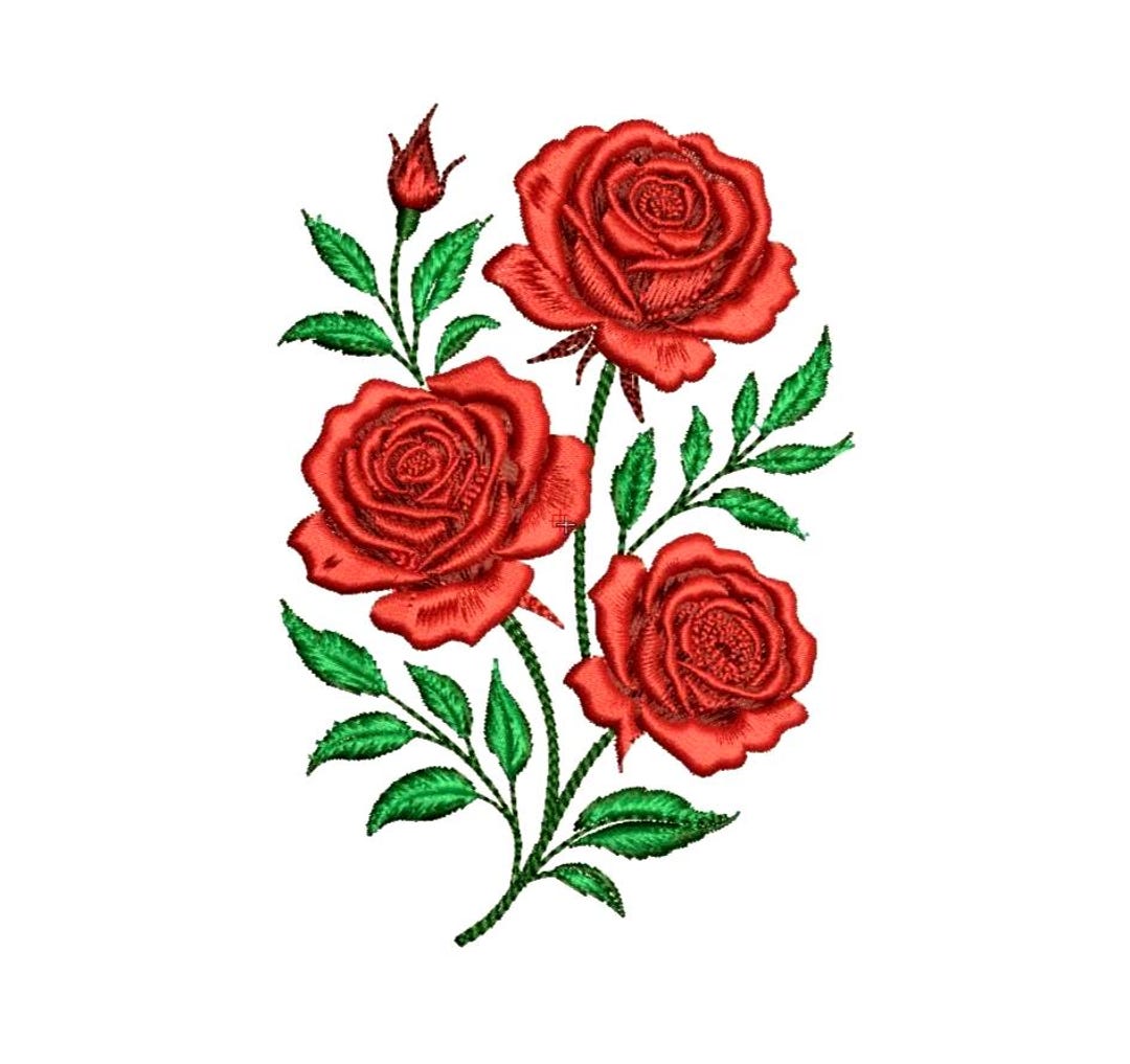 Rose Machine Embroidery Design: Floral Pattern, 8 Sizes (digital ...