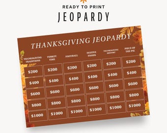 Thanksgiving Jeopardy / Thanksgiving Trivia Game / Jeopardy Game ...
