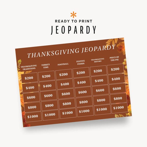 Thanksgiving Jeopardy - Etsy