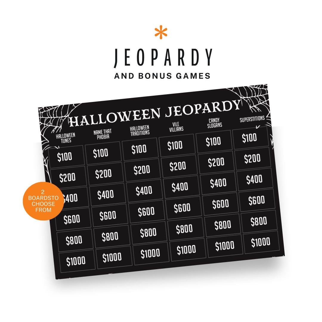 Halloween Jeopardy & Bonus Games - the Ultimate Halloween Game Night ...