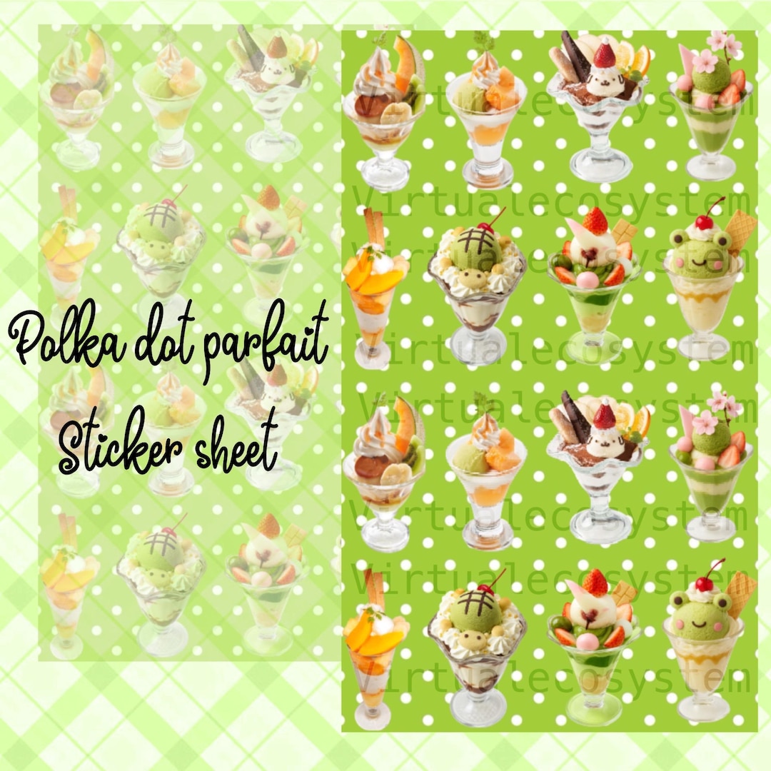 Polka Dot Parfait Sticker Sheet || Sticker Deco Penpal Fruit Journal ...