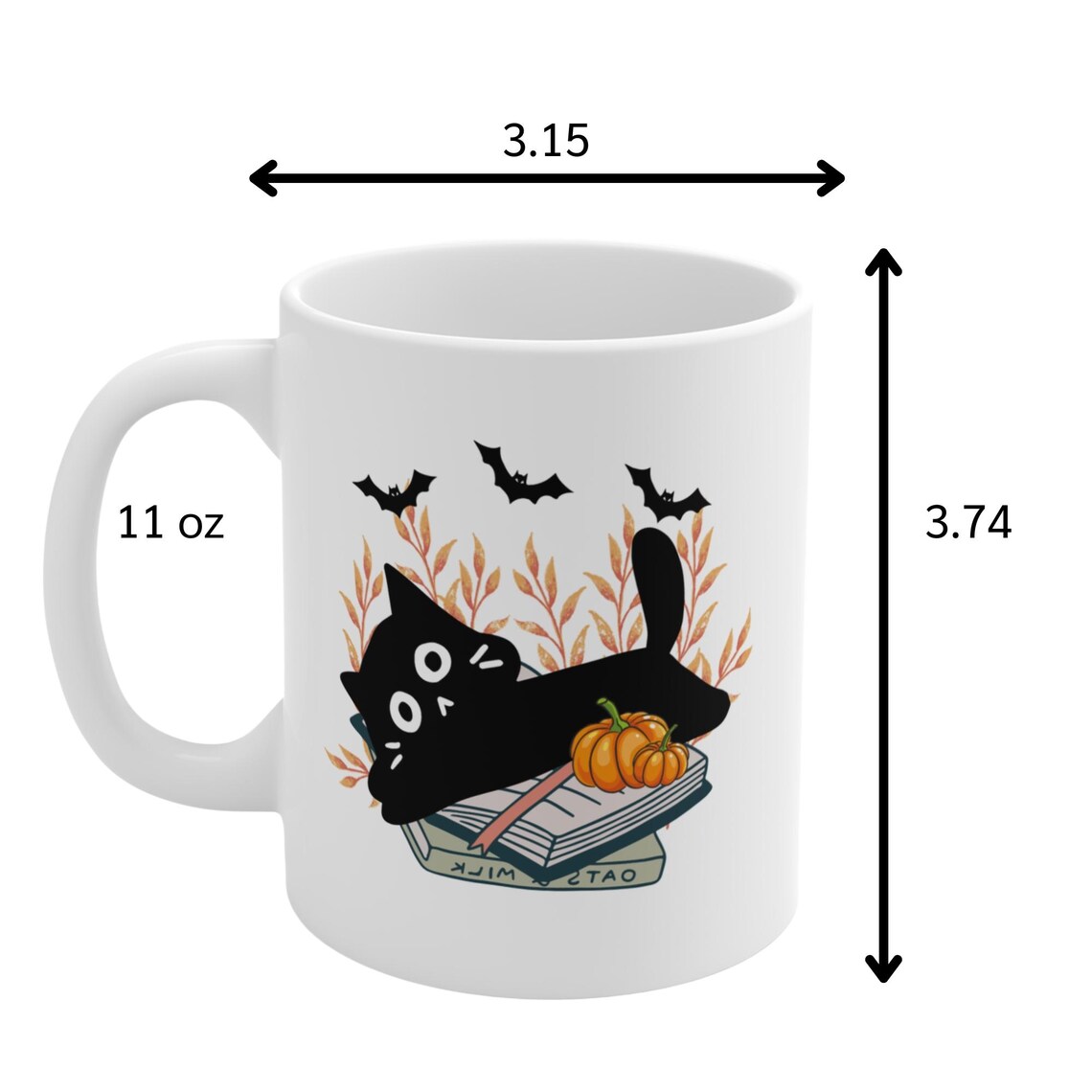 Halloween Black Cat Mug | Cute Fall Coffee Mug | Spooky Cat With ...