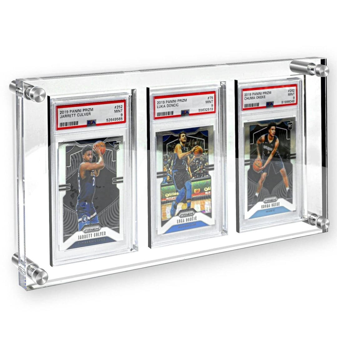 Casemon Premium Acrylic 3 PSA Card Display Frame W/ Wall Mounts ...