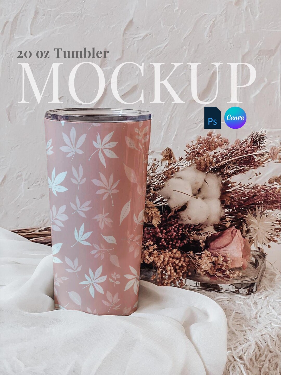 Printify 20oz Tumbler Mockup Rustic Drag and Drop Mum Tumbler Digital ...