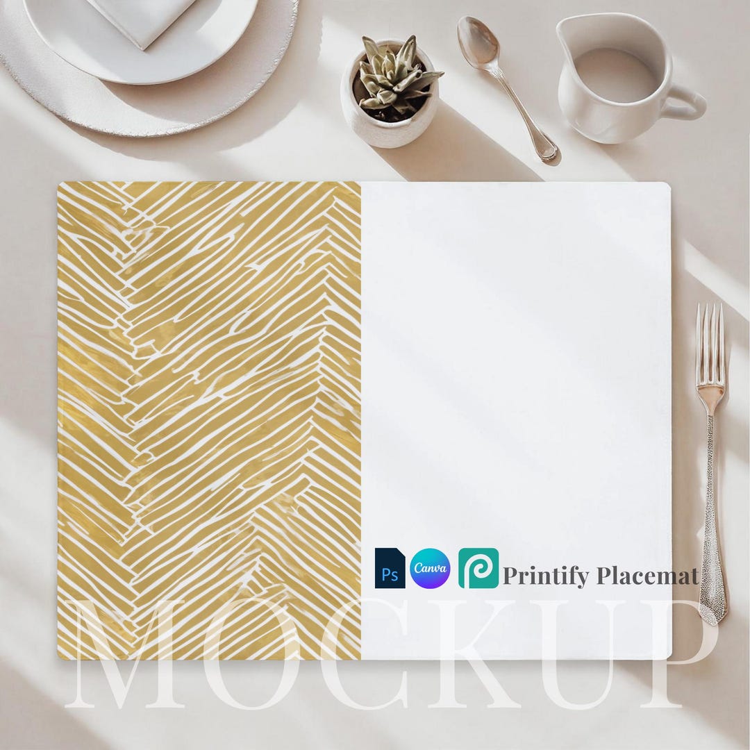 Printify Placemat Mockup Scandi Drag and Drop Canva Table Placemat PSD ...