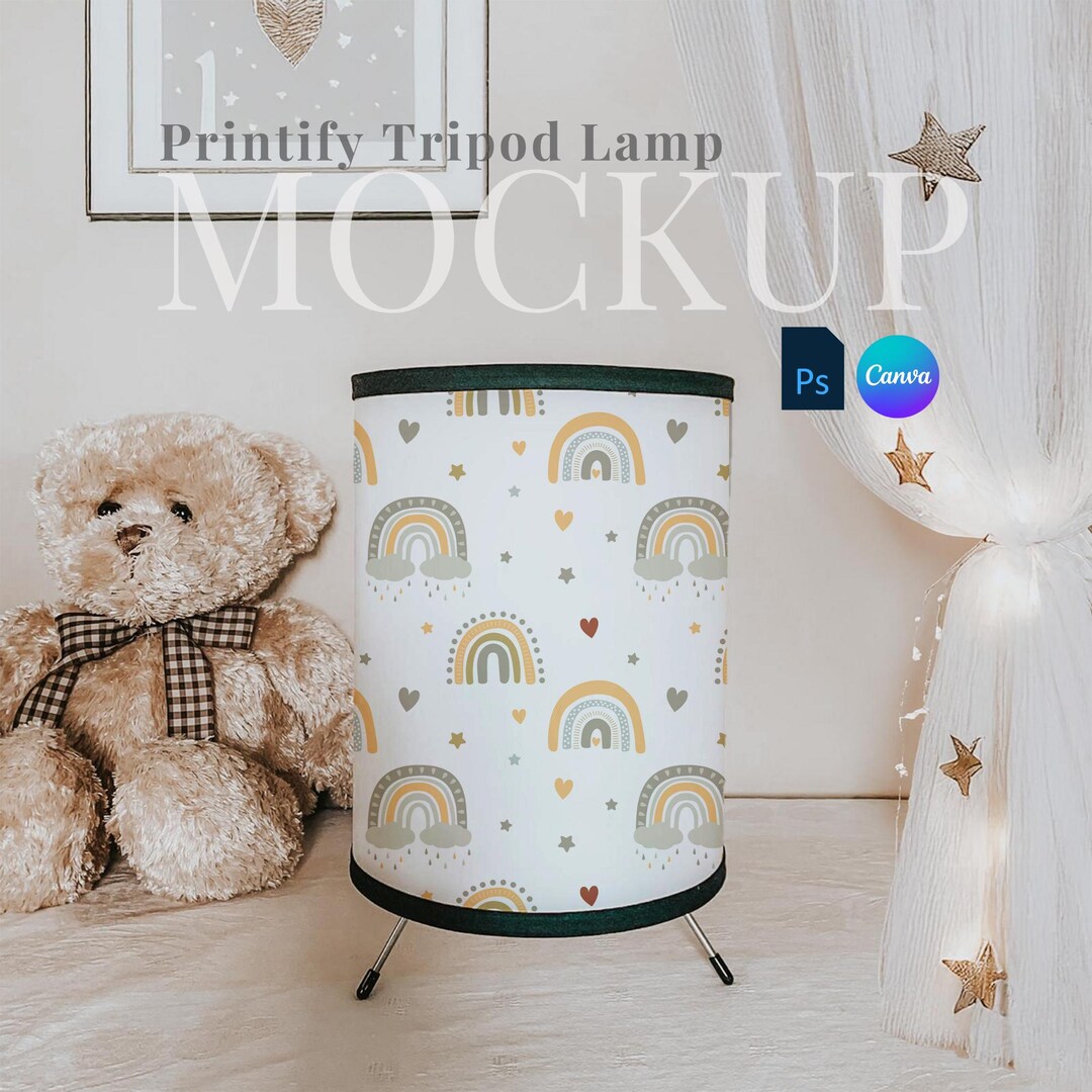 Printify Tripod Lamp Mockup Nursery Drag and Drop Display Lamp Light ...
