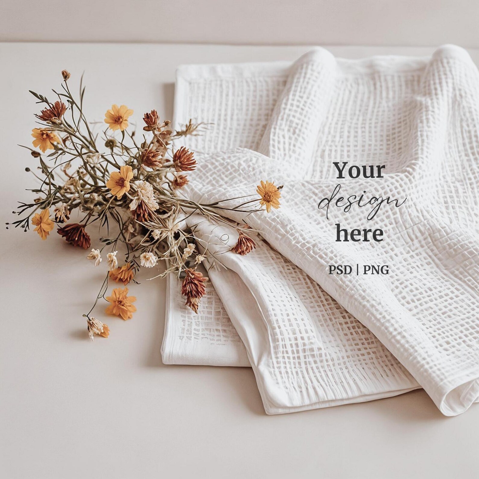 Waffle Towel Mockup Drag and Drop Rustic Towel Canva Template Digital ...