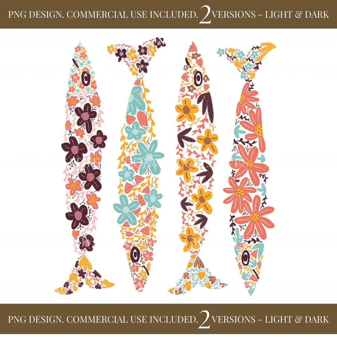 Sardine Floral Trendy Digital PNG Commercial Use Sardine Colorful PNG ...