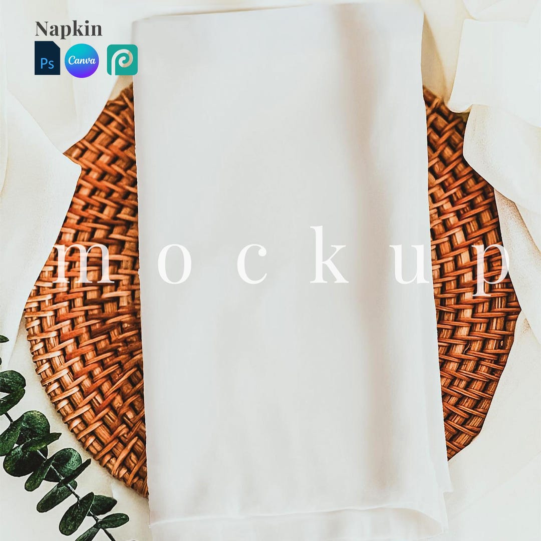 Napkin Mockup Drag and Drop Table Napkin Canva Template Kitchen Napkin ...