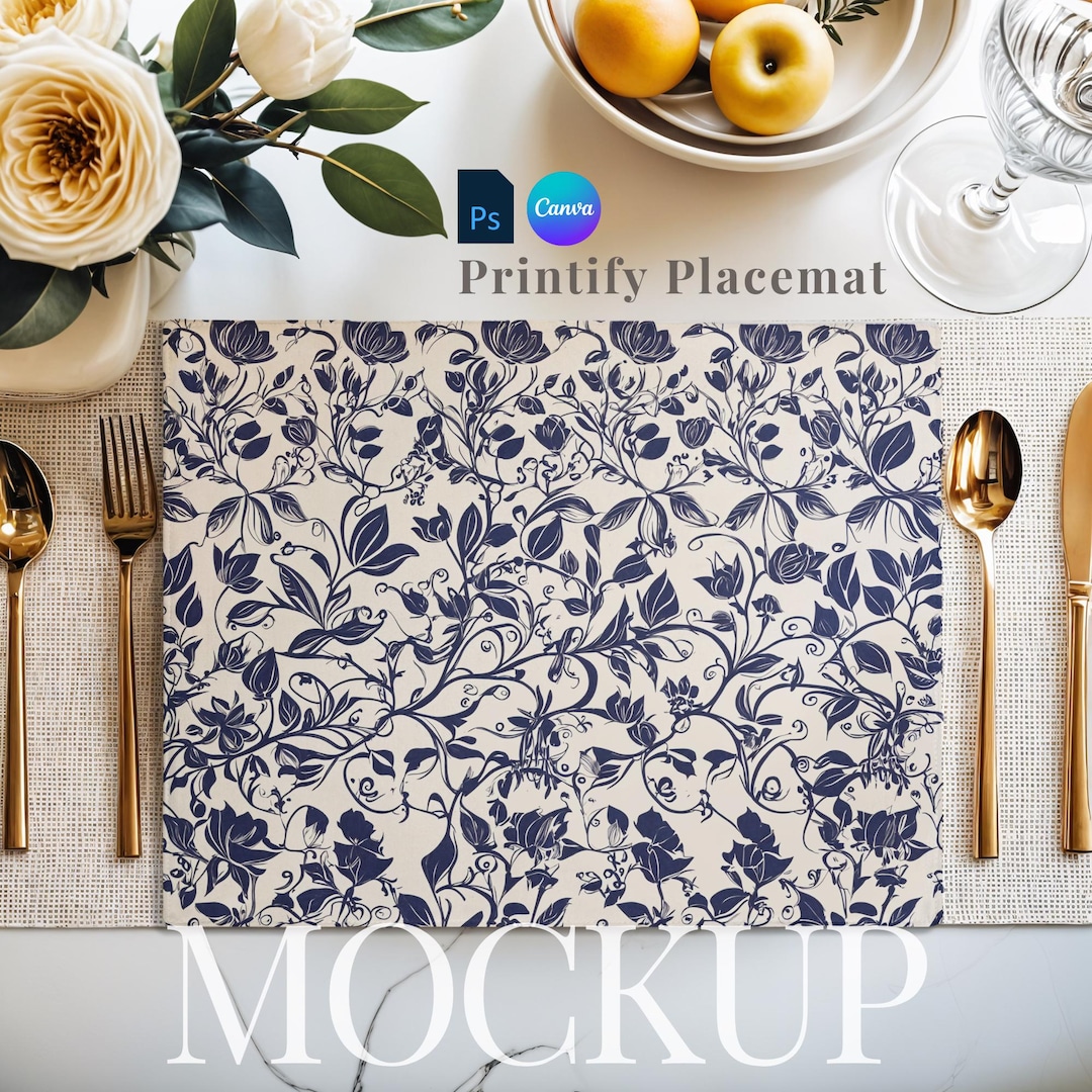 Printify Placemat Mockup Elegant Placemat Drag and Drop Canva Printify ...