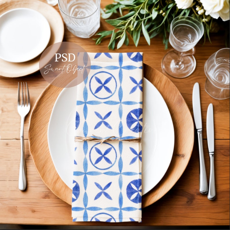 Napkin Mockup Rustic Wedding Cloth Design Table Wood Linen Gift Boho ...