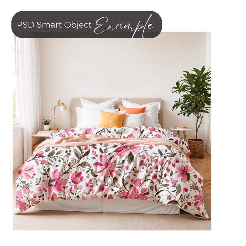 White Bedding Mockup Drag and Drop Bedding Canva Template Duvet Cover ...