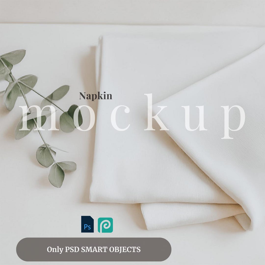 Napkin Mockup PSD Smart Object Stacked Napkin Template Kitchen Napkin ...