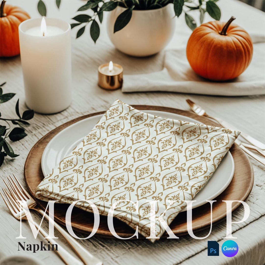 Napkin Mockup Drag and Drop Cocktail Napkin Canva Template Fall Napkin ...