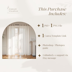 Window Curtain Mockup Drag and Drop Sheer Curtain Canva Template White ...