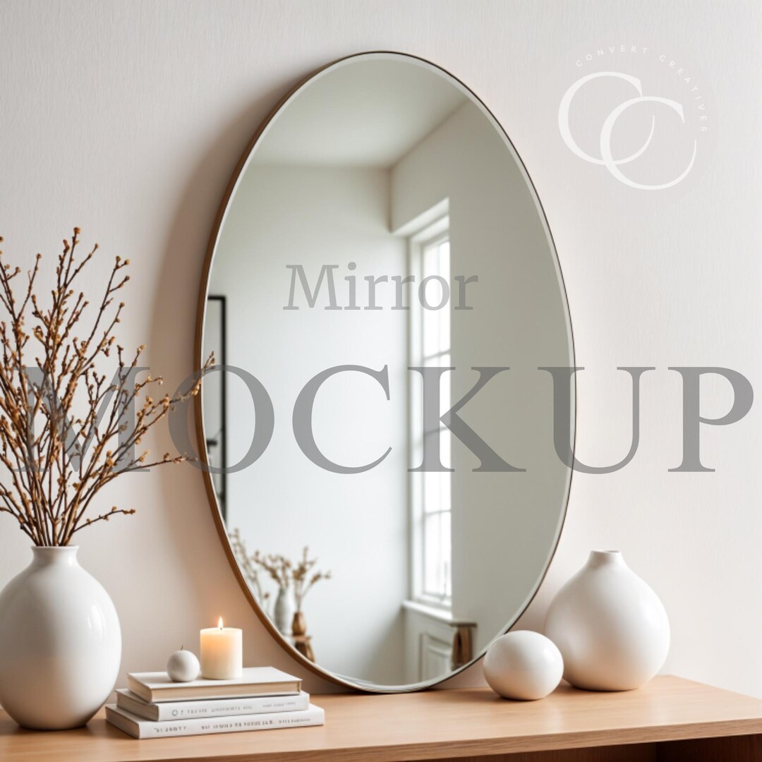 Oval Mirror Mockup Table Mirror for Classic Quotes Decal Self Care ...