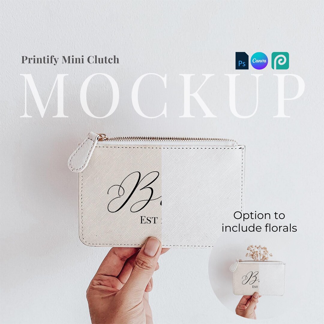 Printify Mini Clutch Mockup Handheld Minimal Clutch Canva Template Set ...