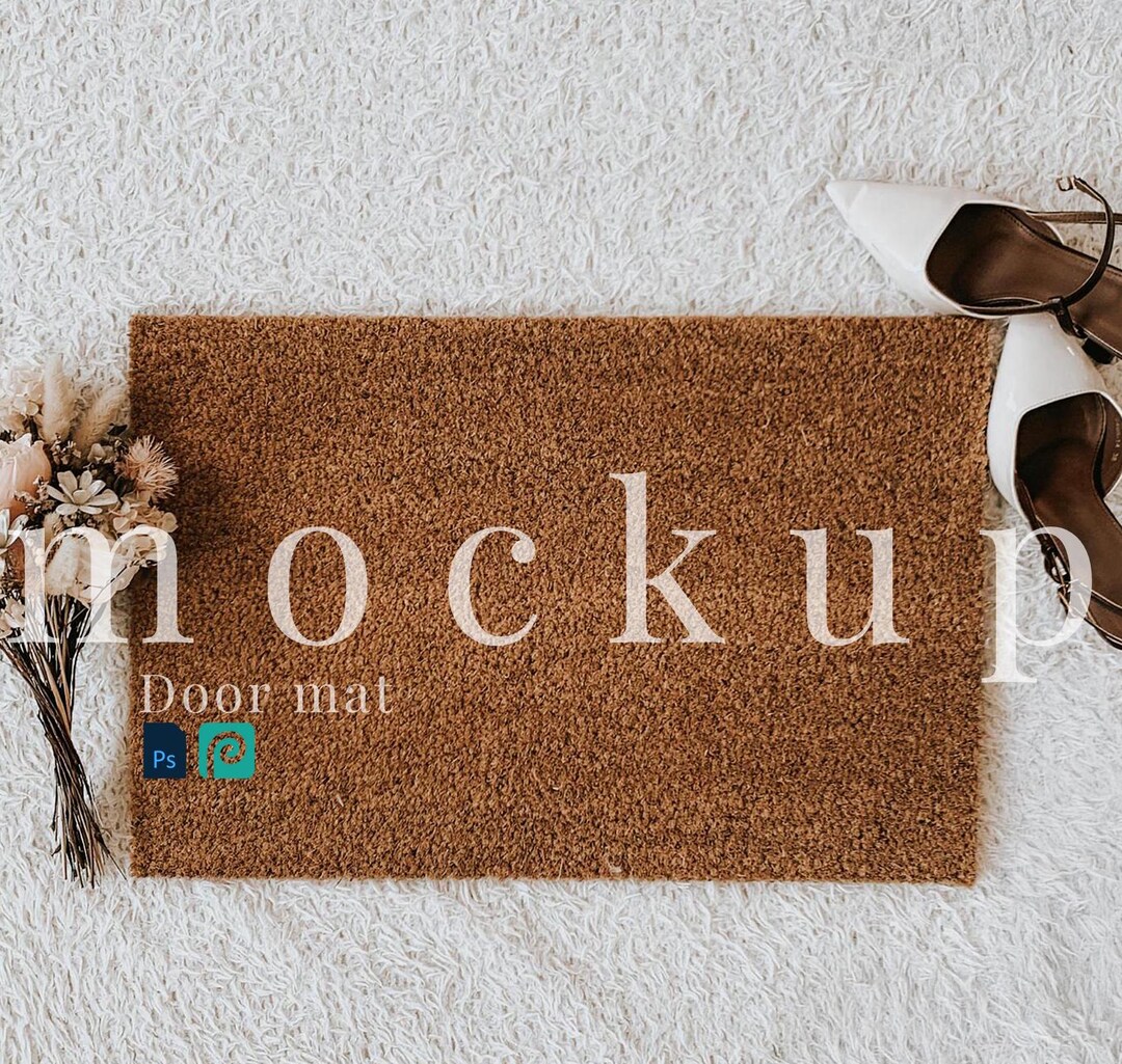 24 X 16 Coir Doormat Mockup PSD Smart Object Feminine Doormat Mockup ...