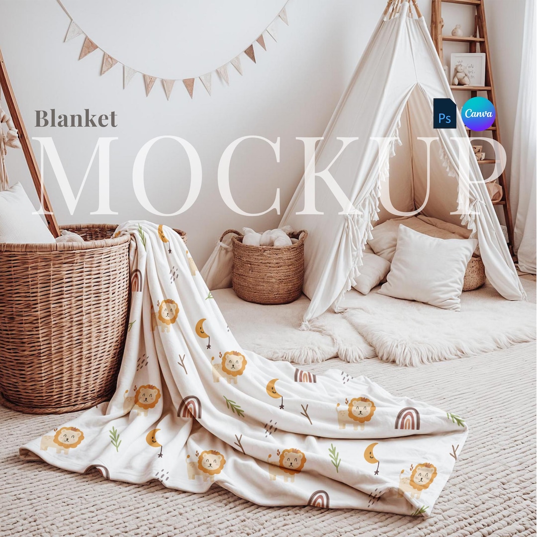 Nursery Blanket Mockup Boho Blanket Drag and Drop Blanket Canva ...