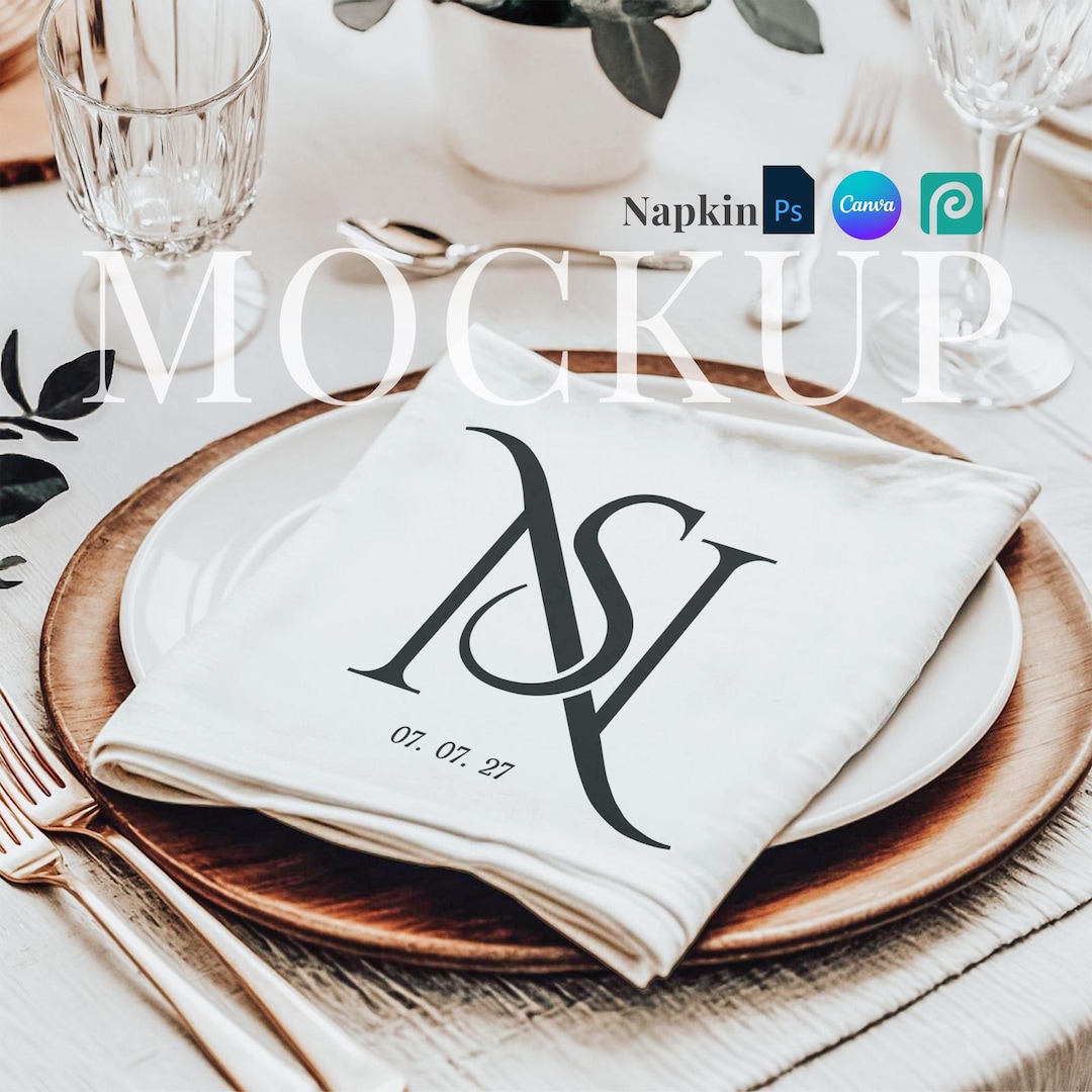 Napkin Mockup Drag and Drop Cocktail Napkin Canva Template Elegant ...