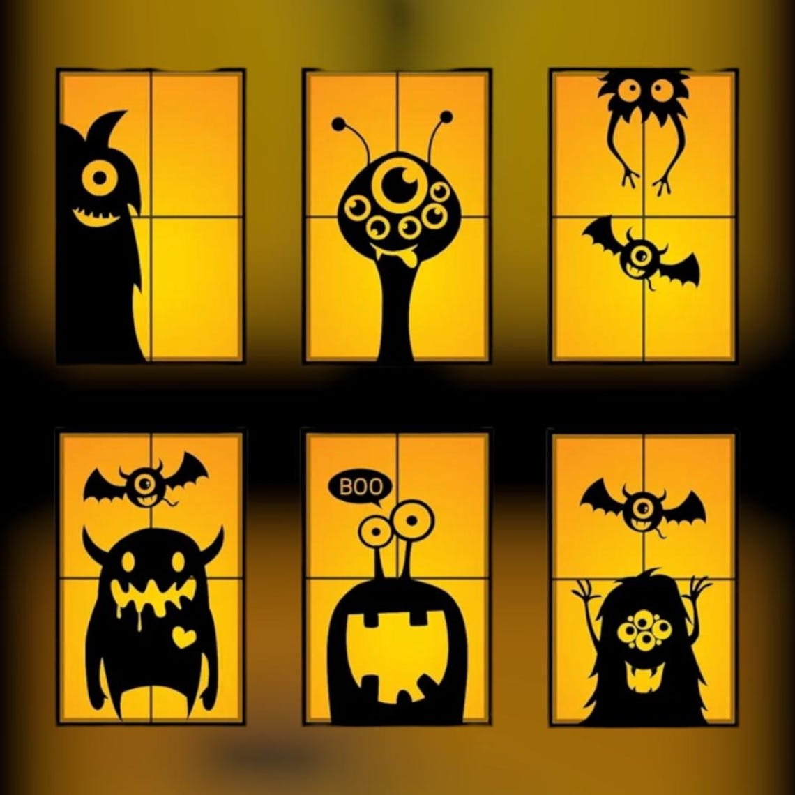 Giant Halloween Monster Window Clings 10PCS Cute Wiggly Monster, Bat ...