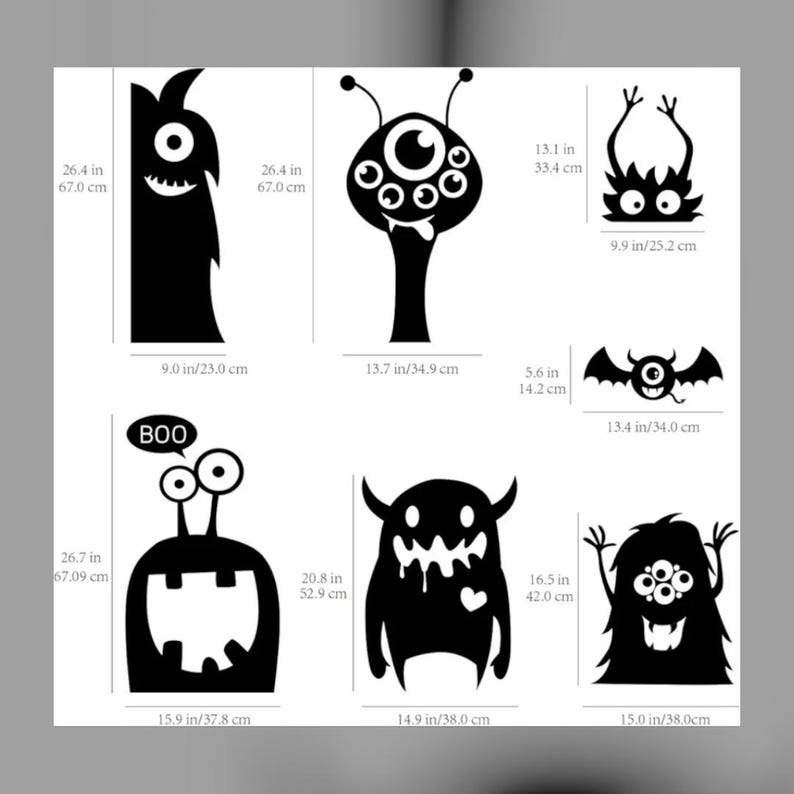 Giant Halloween Monster Window Clings 10PCS Cute Wiggly Monster, Bat ...