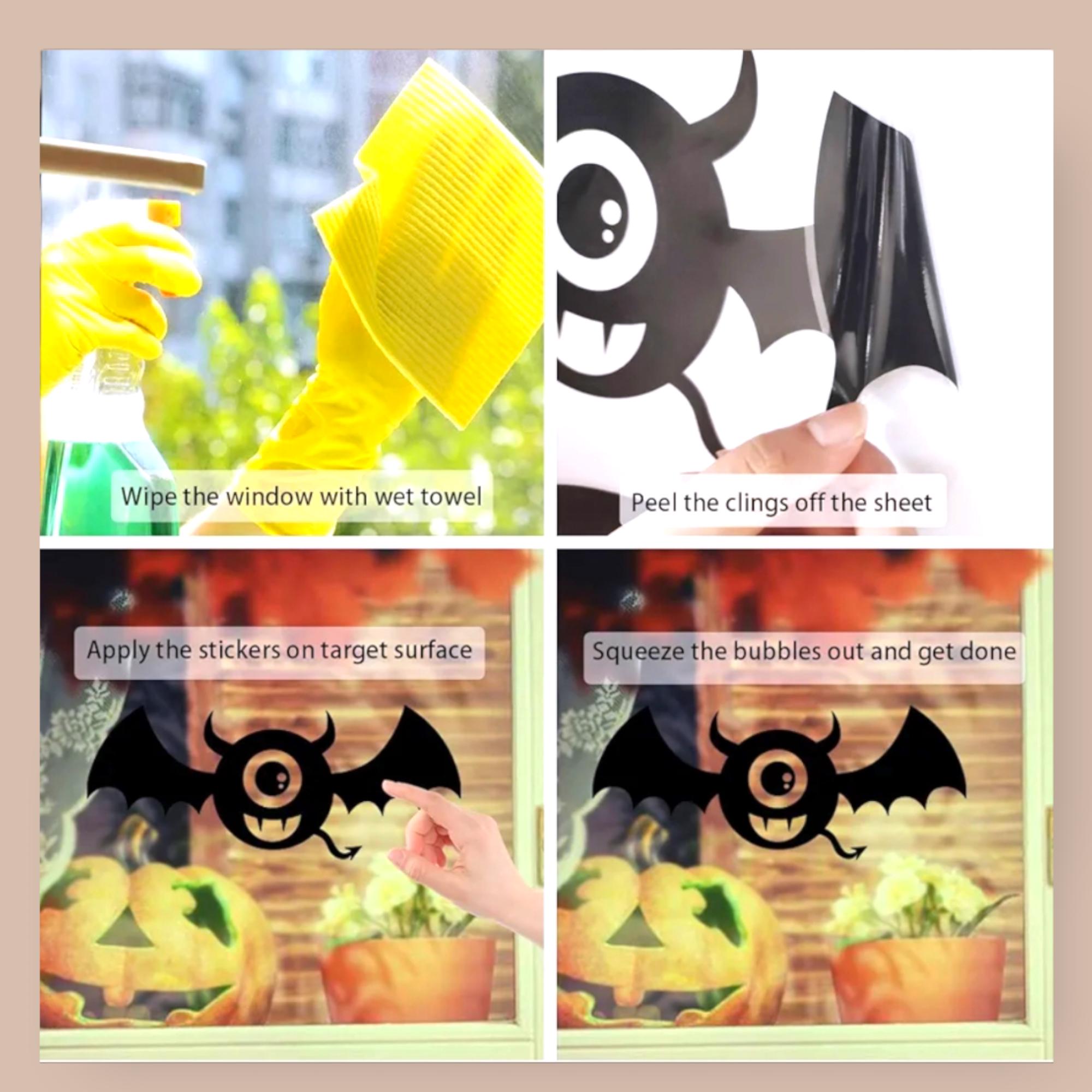 Giant Halloween Monster Window Clings 10PCS Cute Wiggly Monster, Bat ...