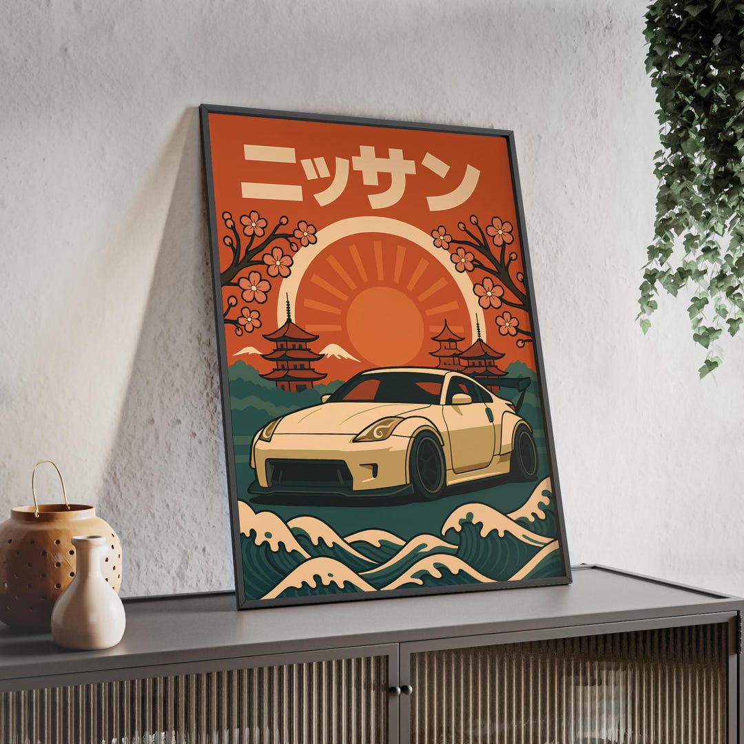 JDM Nissan 350z Poster | Japanese Retro Car Wall Art | Drift Print in ...