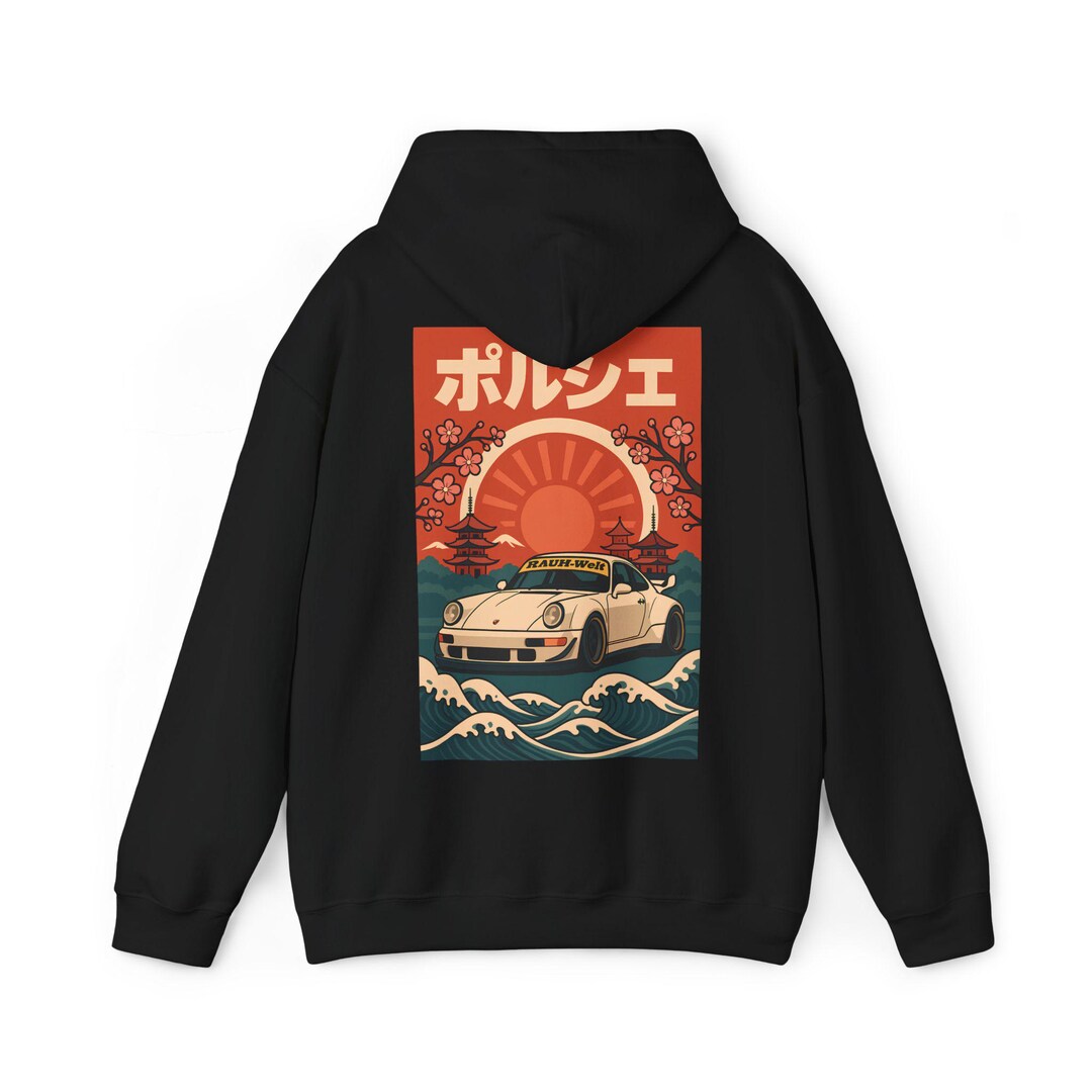 Porsche RWB Retro Supercar Hoodie | Japanese Poster Wave Design ...