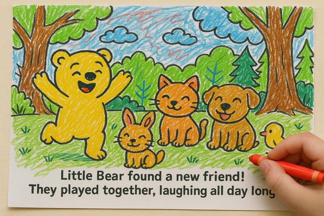 Little Bear Finds Friends | Toddler Coloring Book | Printable Morning ...