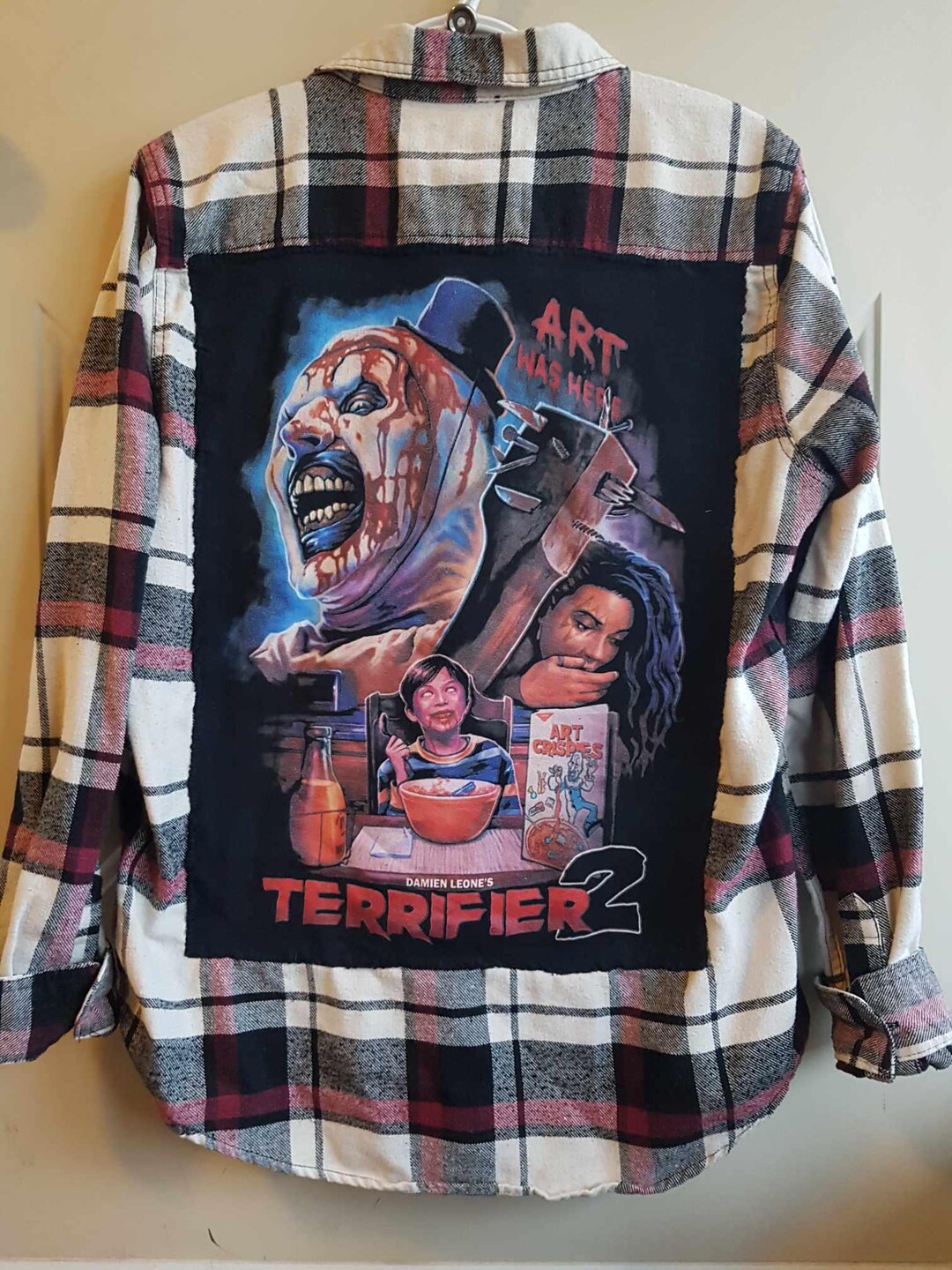 Terrifier Upcycled, Thrifted Plaid Flannel Button Up, Secondhand ...