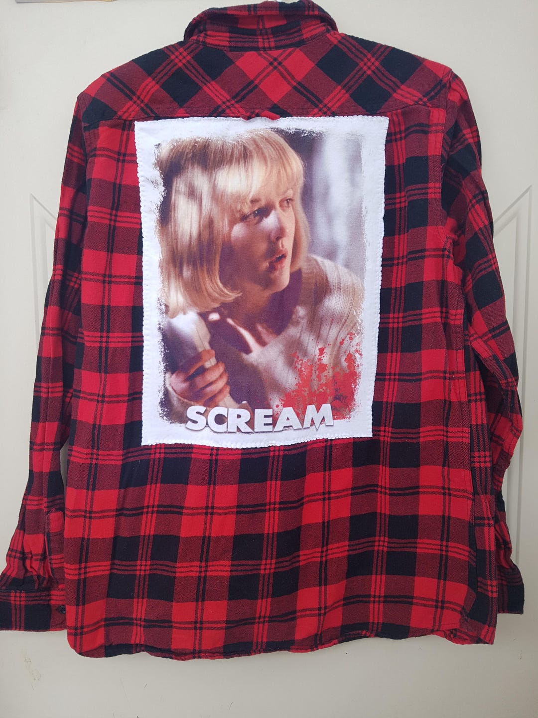 Scream Movie Upcycled Flannel Shirt, Horror Reworked Button Up, Casey ...