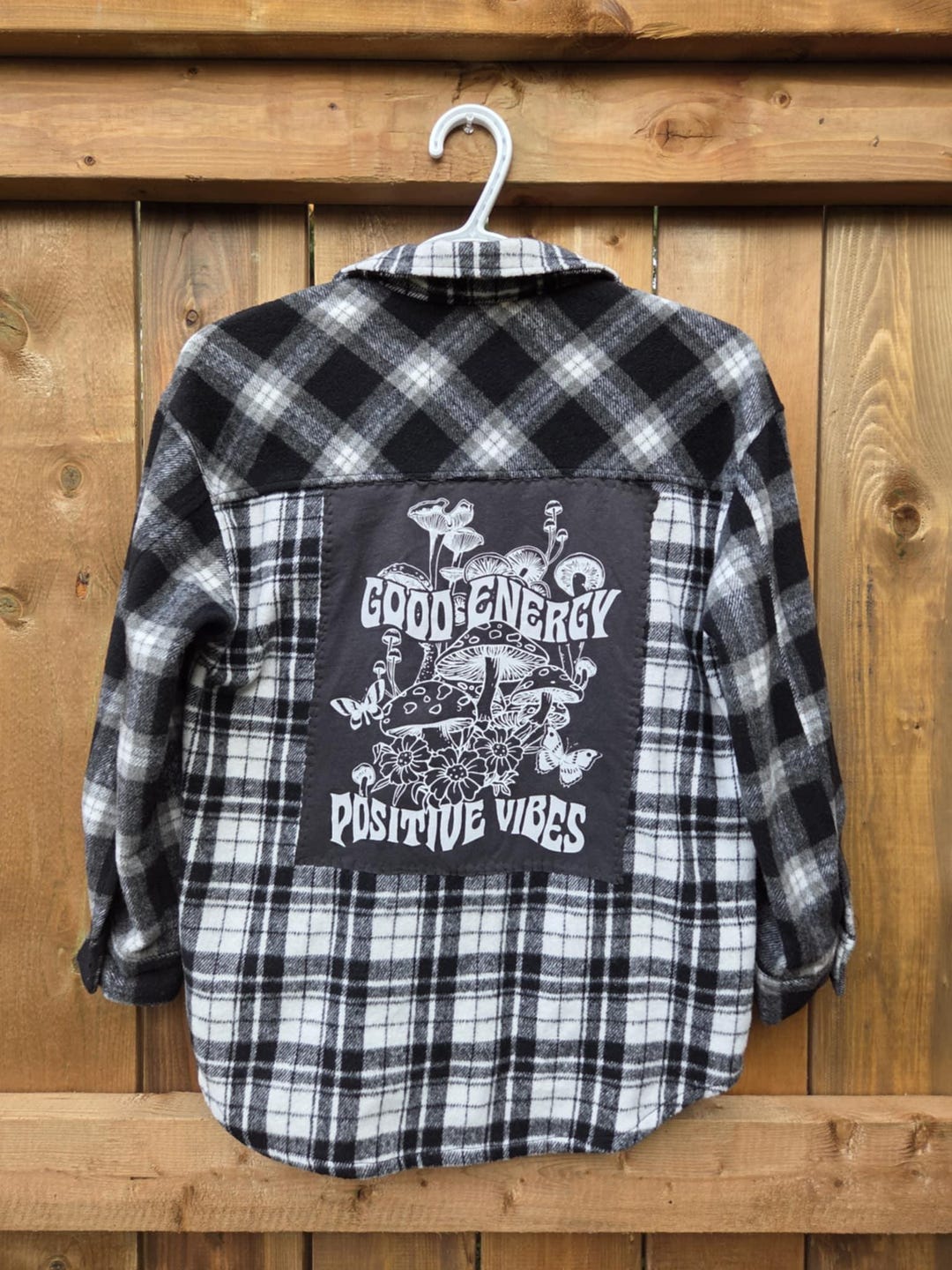 Upcycled Reworked B/w Plaid Flannel Button up Shirt Jacket, Kids ...