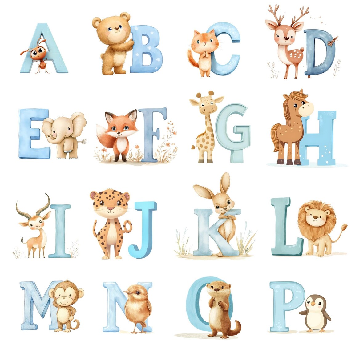 Animal Alphabet PNG, Alphabet Png, Alphabet Clipart, Instant Download ...