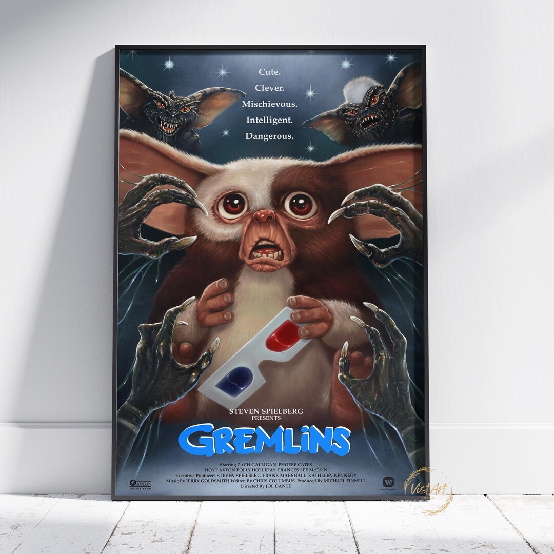 Gremlins Poster Ricky Rialto Wall Art Rolled Canvas Print High Quality ...