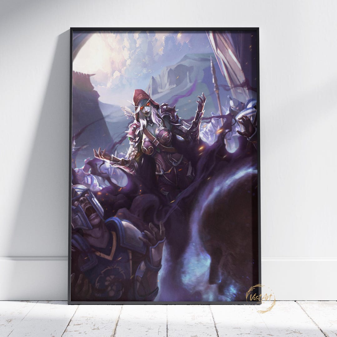 World of Warcraft Poster Sylvanas Wall Art Rolled Canvas Print High ...