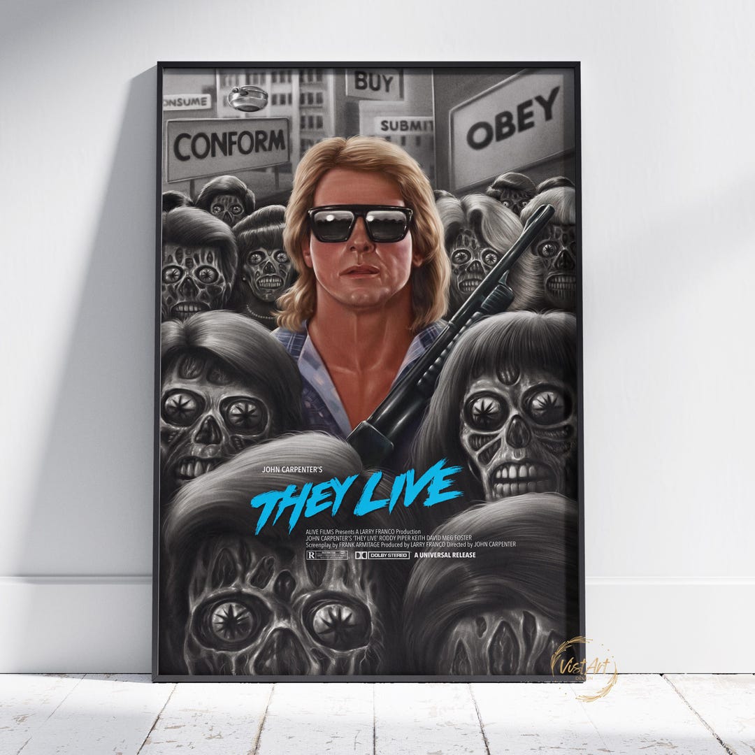 They Live Canvas Poster Roddy Piper Wall Art Rolled Canvas Print High ...