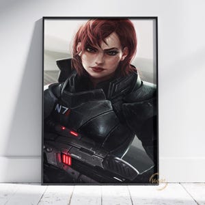 Mass Effect Poster N7 Commander Wall Art Rolled Canvas Print High ...