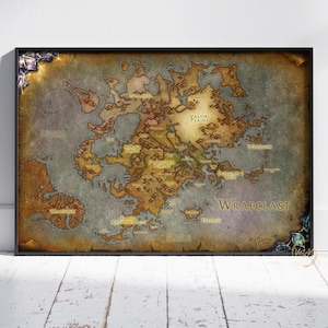 World of Warcraft Azeroth Map Poster Shadowlands Wall Art Rolled Canvas Print High Quality Game ...