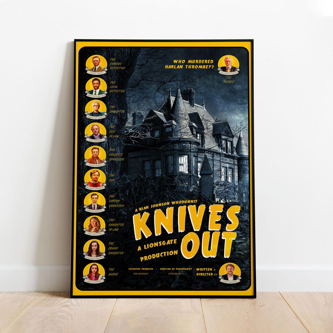 Knives Out Poster Daniel Craig Wall Art Rolled Canvas Print High ...