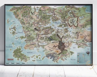 Dungeons and Dragons: Forgotten Realms Map Poster Wall Art Choose From ...