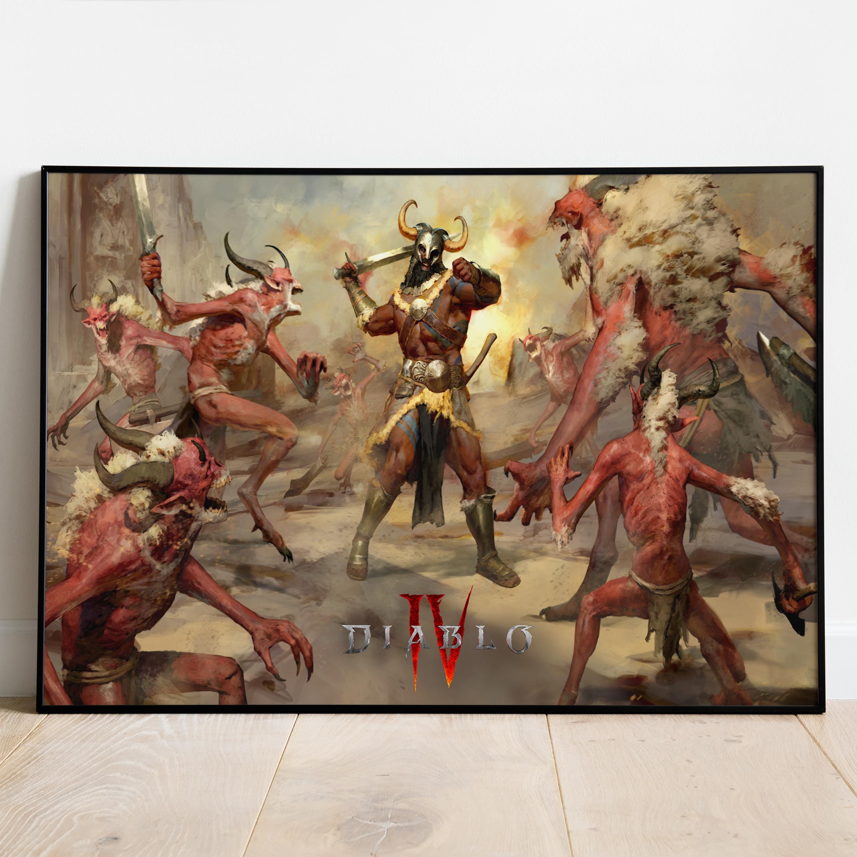 Diablo IV Poster Barbarian Girl Wall Art Rolled Canvas Print High ...