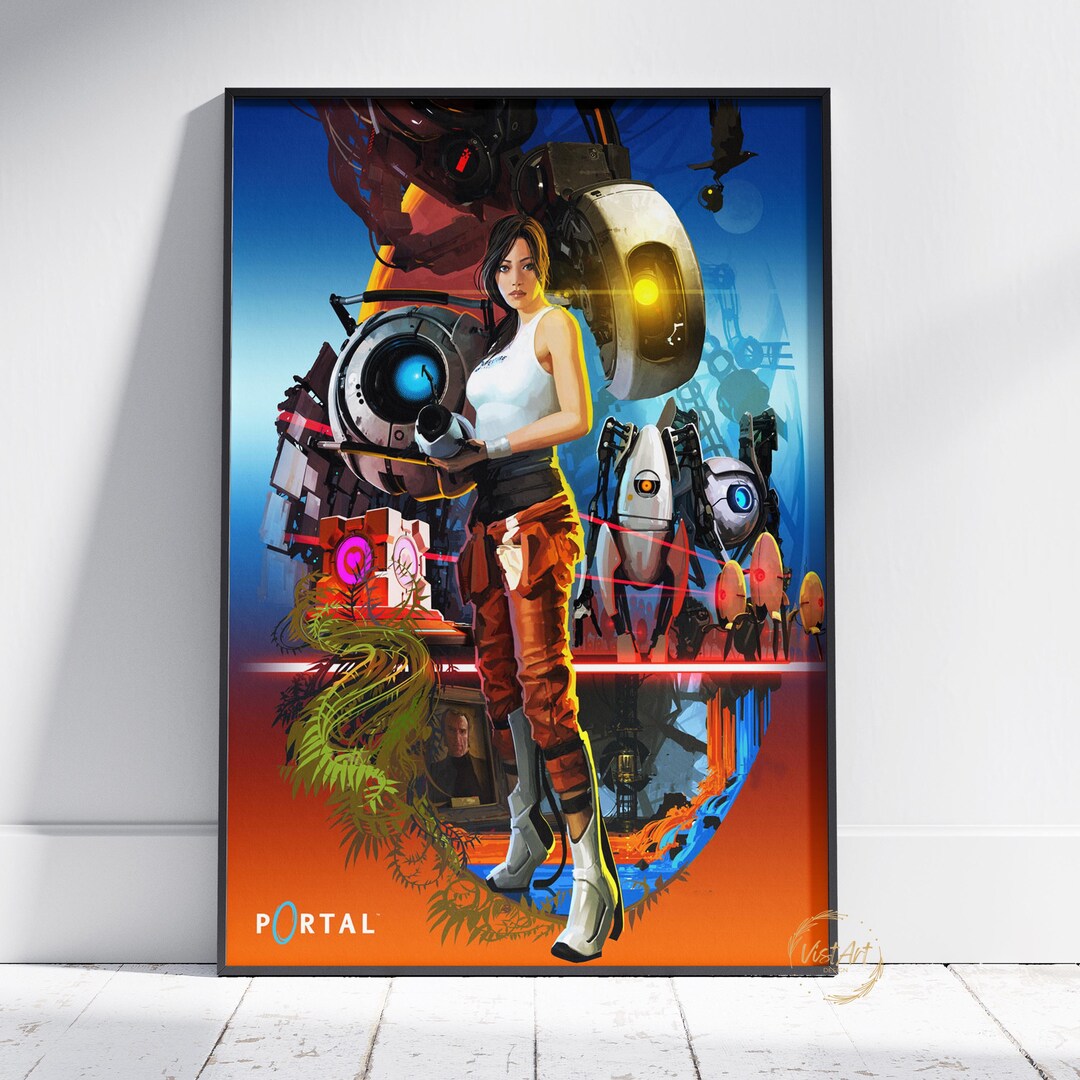 Portal Poster Chell Wall Art Rolled Canvas Print High Quality Game ...